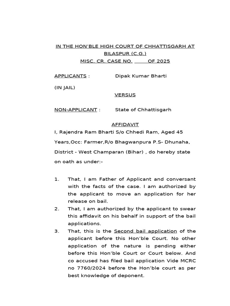 HC Deepak Affidavit in Bail (Mcrc) | PDF