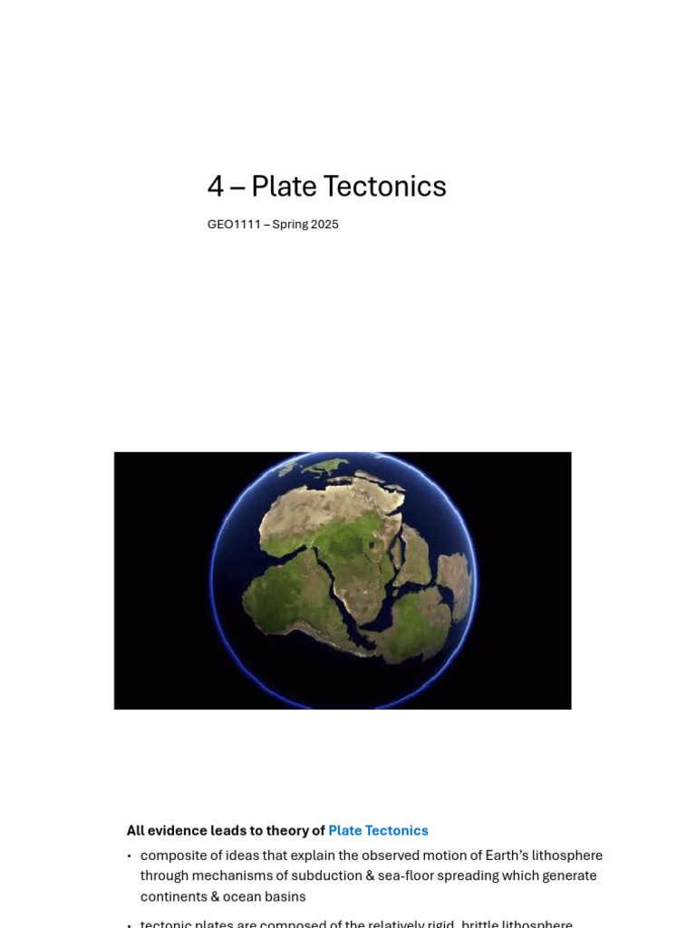 4 - Plate Tectonics GEO1111 | PDF | Plate Tectonics | Fault (Geology)