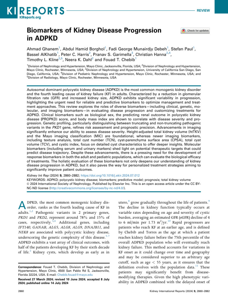 BIOMARCADORES EN POLIQUISTOSIS RENAL | PDF | Chronic Kidney Disease ...