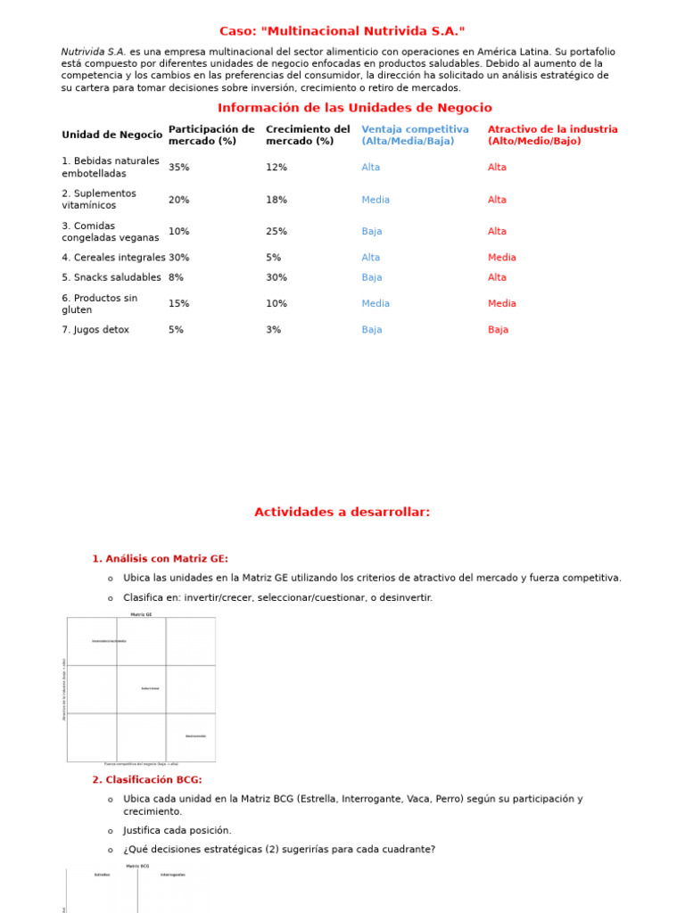 Caso MATRIZ GE Y BCG | PDF