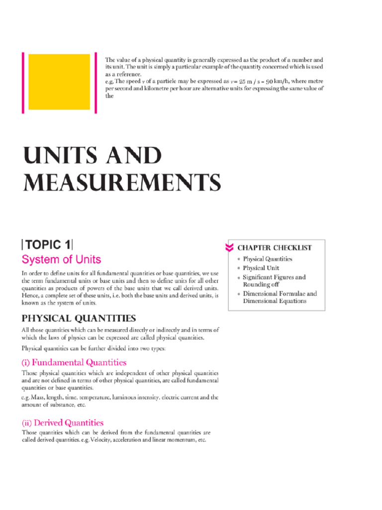Unit and Dimension Book | PDF
