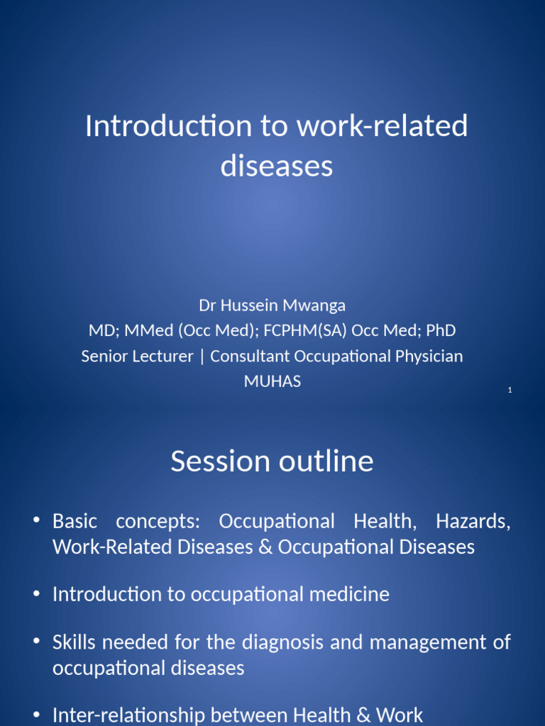 Intro To Work-Related Diseases - OM 300 - 2025 | PDF | Occupational ...
