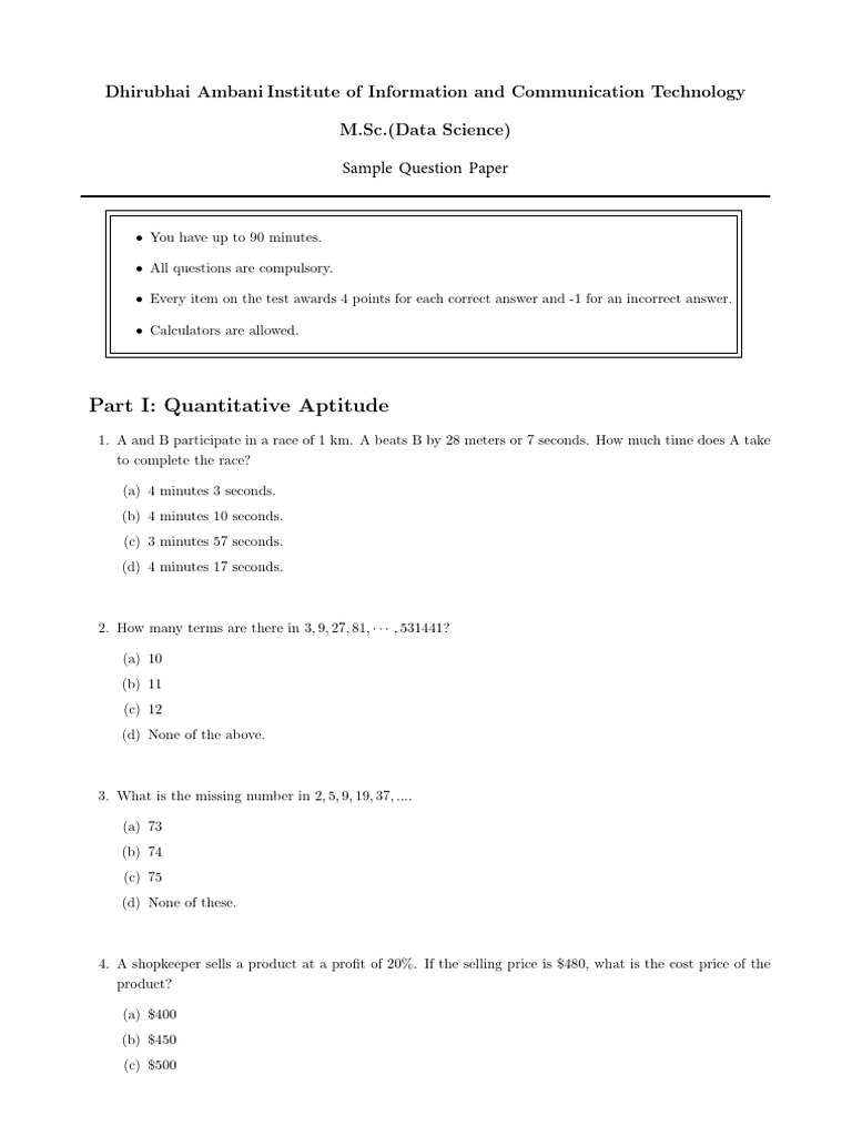 MSC Ds Sample QP 2025 0 | PDF | Probability Distribution | Integer ...