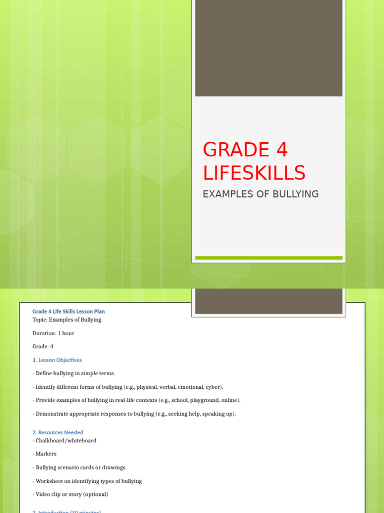 Grade 4 Bullying Awareness Lesson Plan | PDF | Bullying | Cyberbullying