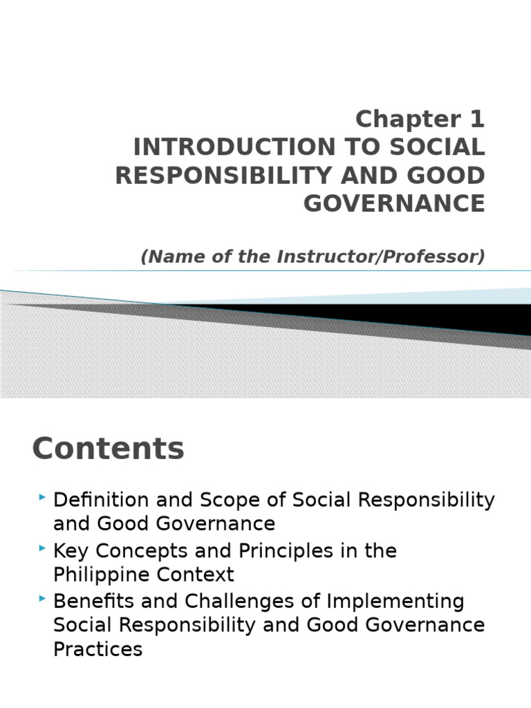 BACC4-Chapter 1.introduction To Social Responsibility and Good Governance | PDF | Corporate ...