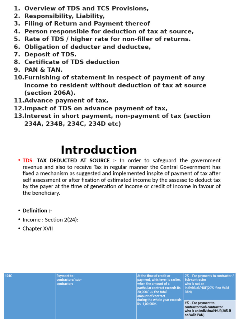 TDS and TCS Provisions Overview | PDF | Taxes | Payments