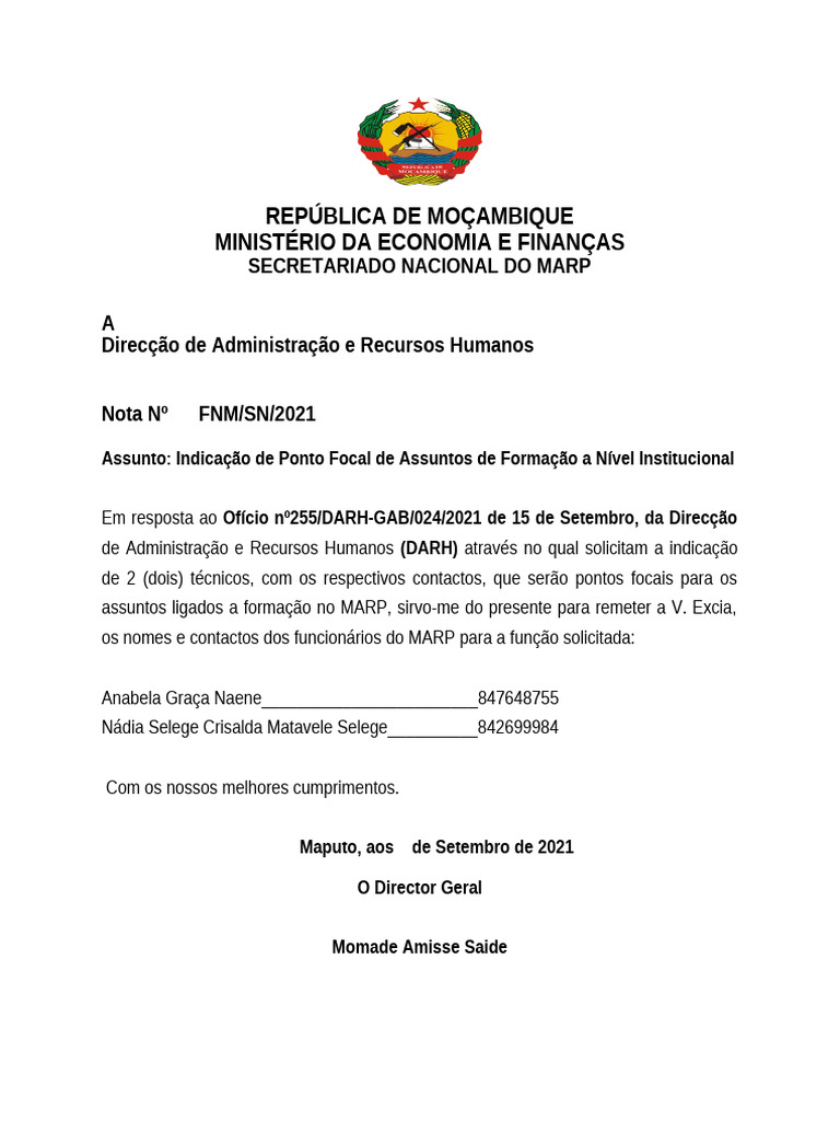 Carta MEF - DARH-Oficio 255 | PDF