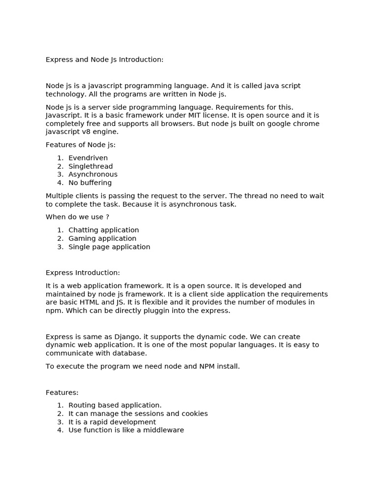 Express and Node Js Introduction | PDF