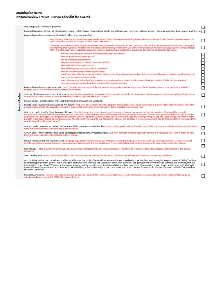 Annex 07 Proposal Review Checklist | PDF