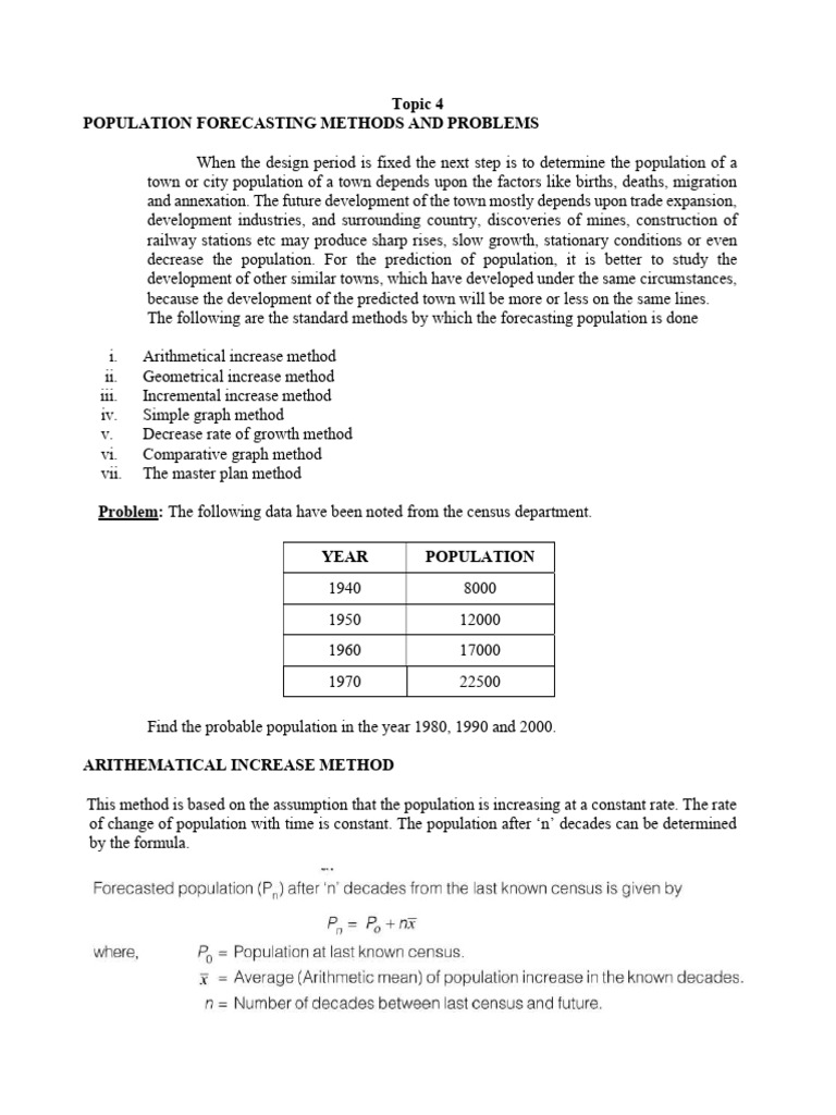 4. population forecasting by various methods | PDF | Forecasting | Mathematics