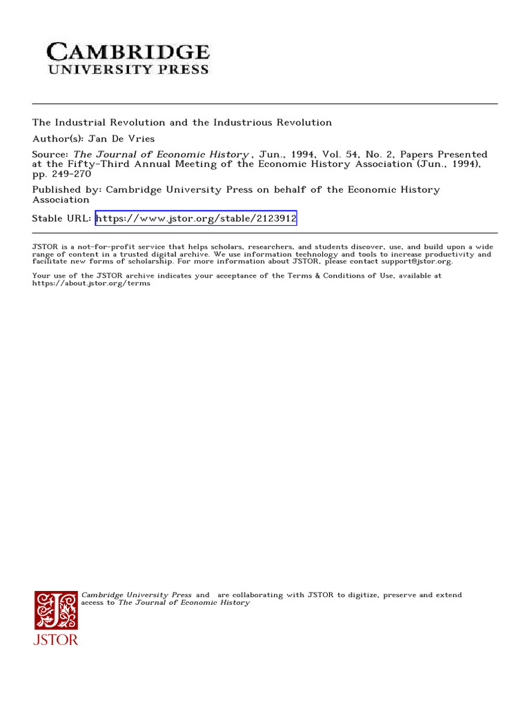 The Industrious Revolution Explained | PDF | Labour Economics | Utility