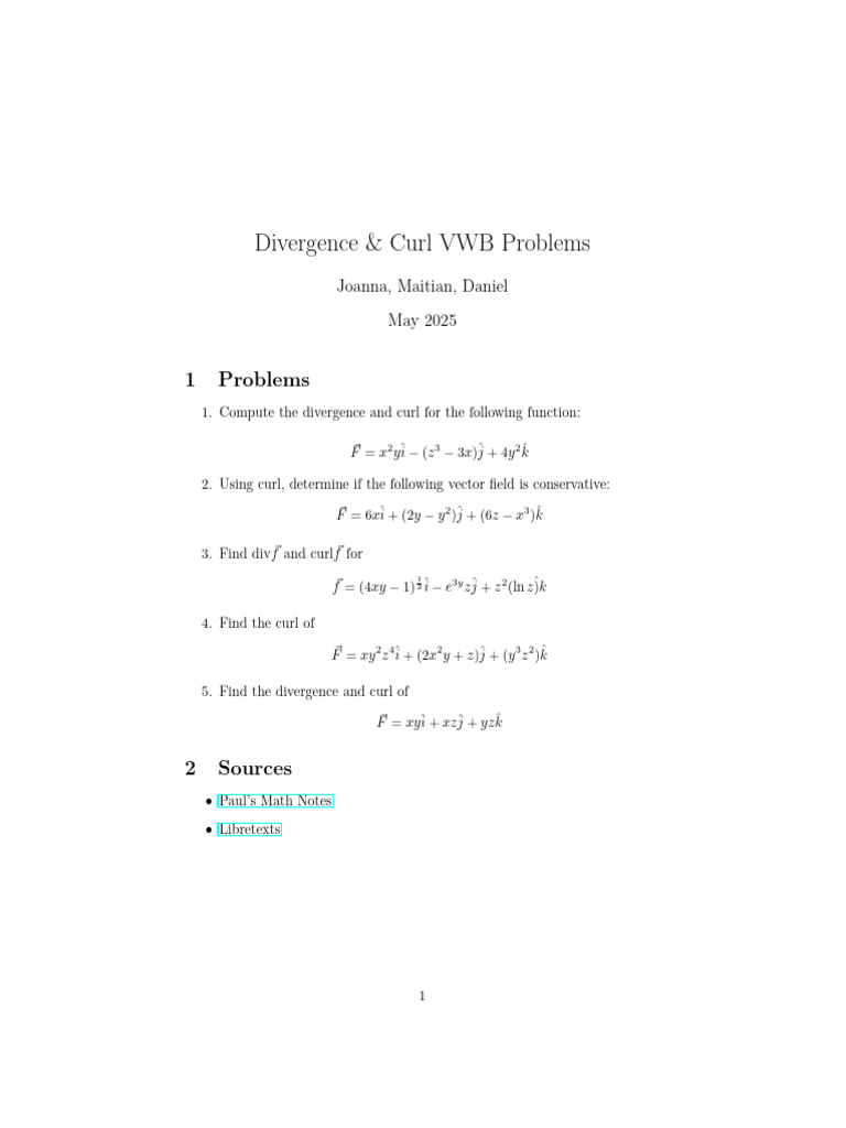 Divergence Curl VWB Problems | PDF
