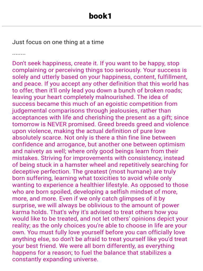 Book1: Just Focus On One Thing at A Time ....... | PDF