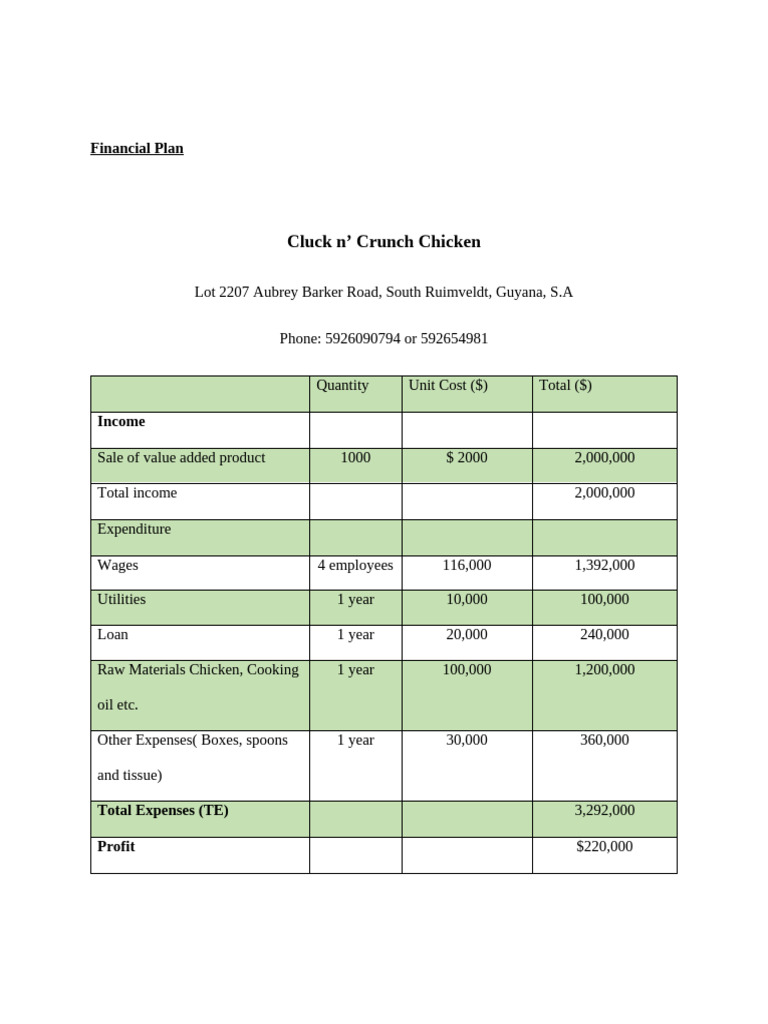 Cluck n’ Crunch Financial Overview 2025 | PDF