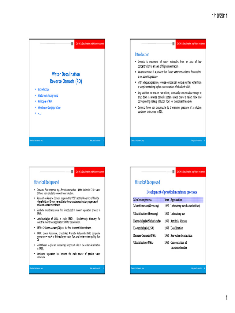 ChE 413 RO Reverse Osmosis | PDF | Membrane | Osmosis