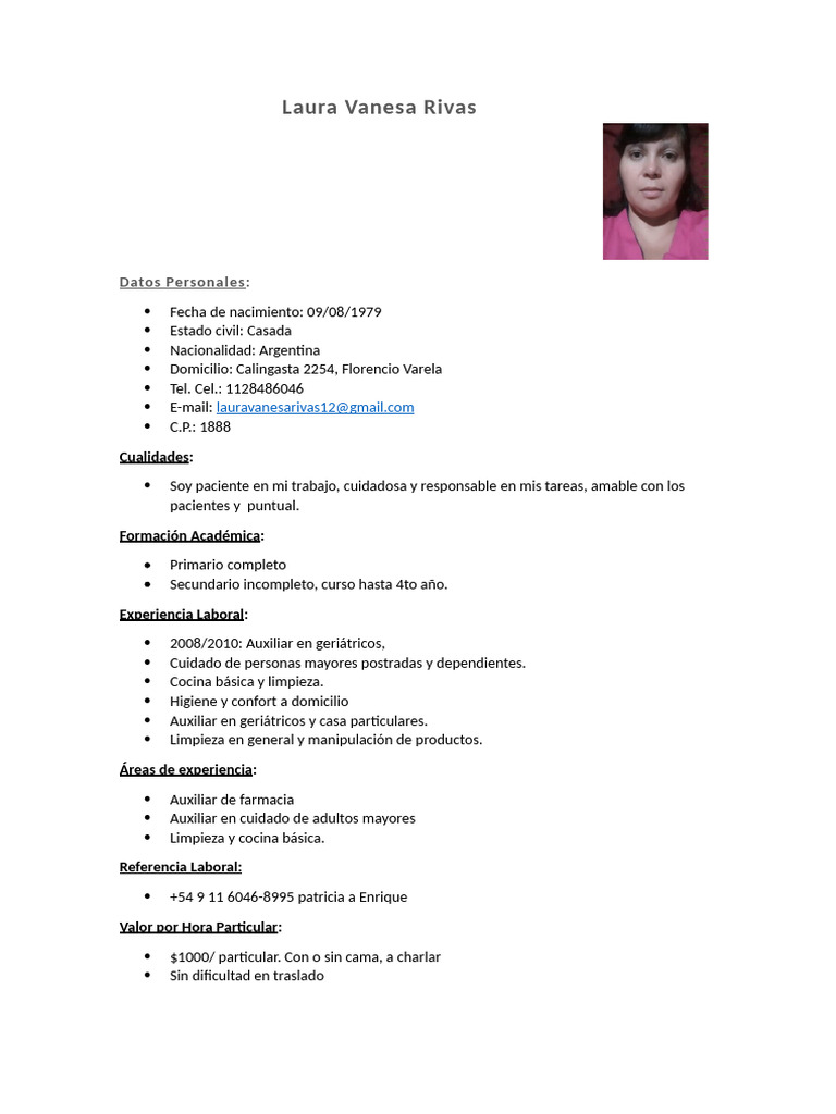 Currículum Vitae Laura Rivas | PDF
