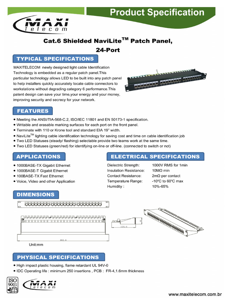 Estudo Especific Patch Panel Categoria 6 | PDF