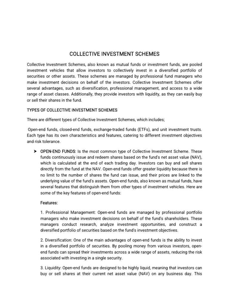 ECO417-Collective Investment Schemes | PDF