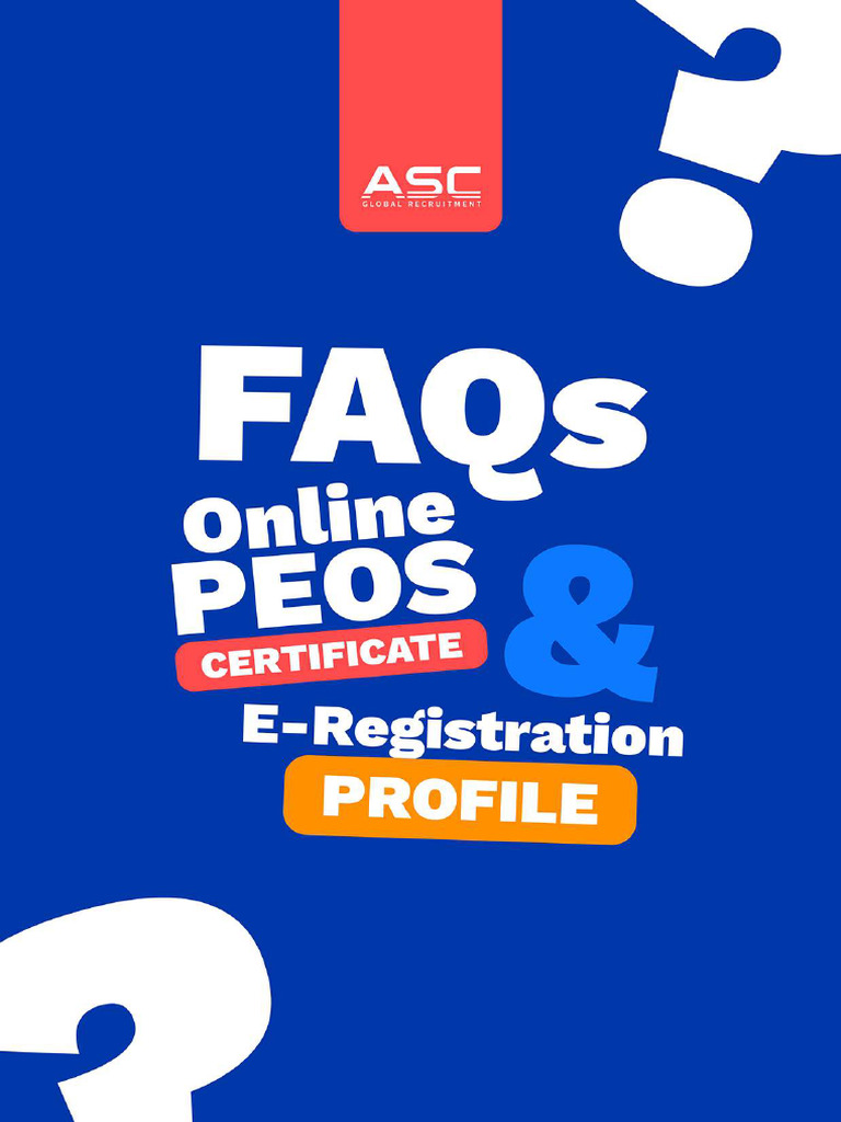 FAQs For POEA PEOS & E-Services | PDF