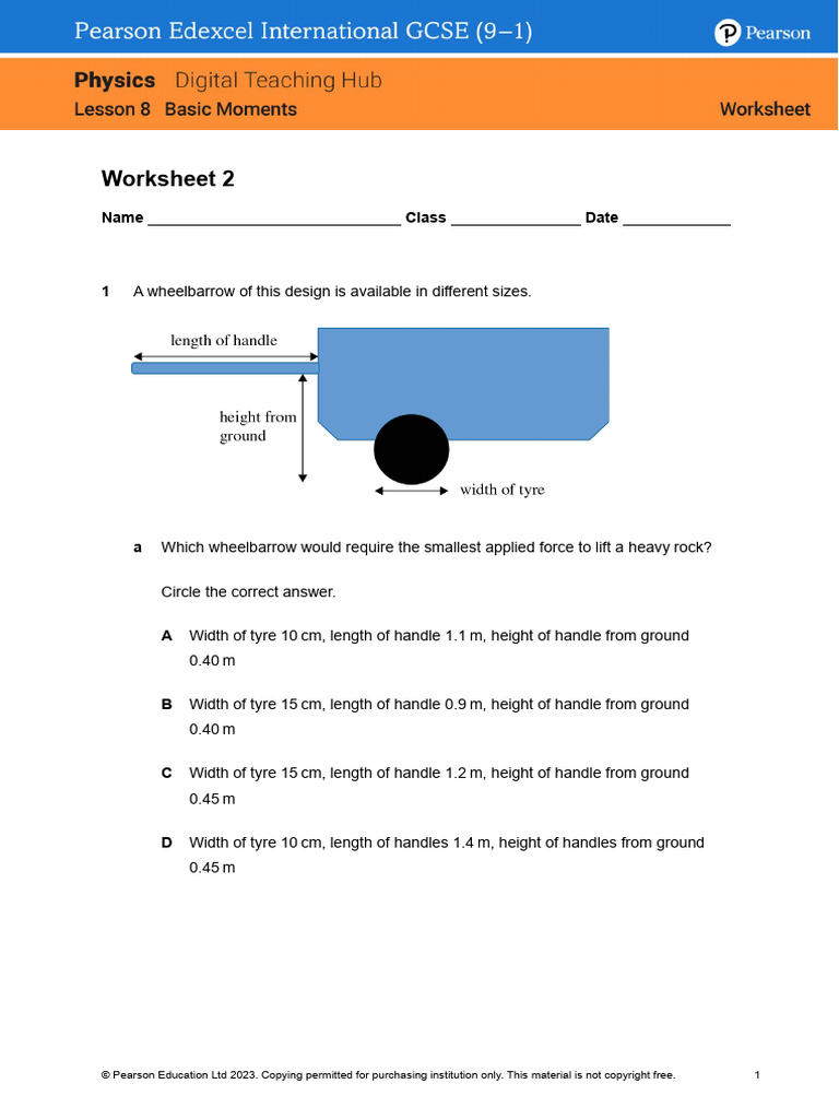 Basic Moments-IG - Physics - Lesson8 - Worksheet - 02 | PDF