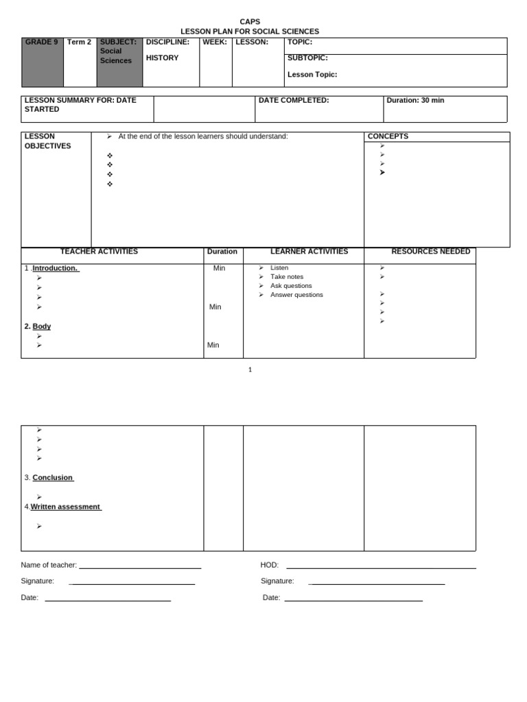 LESSON PREP 2025 Term 1 Geo GR 9 Lesson 01 TEMPLATE | PDF