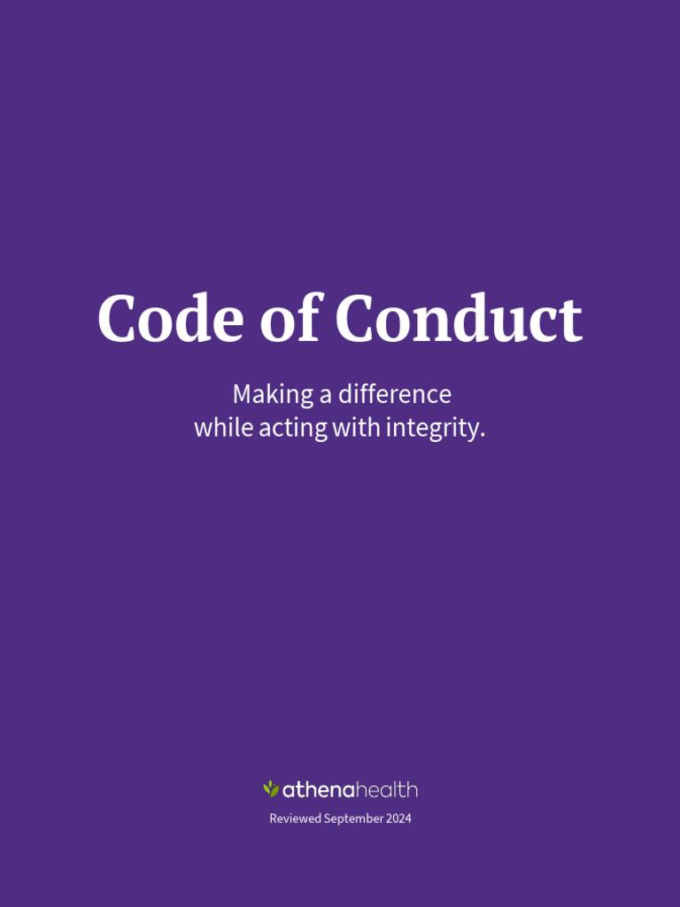athenahealth Code of Conduct Overview | PDF | Integrity | Confidentiality