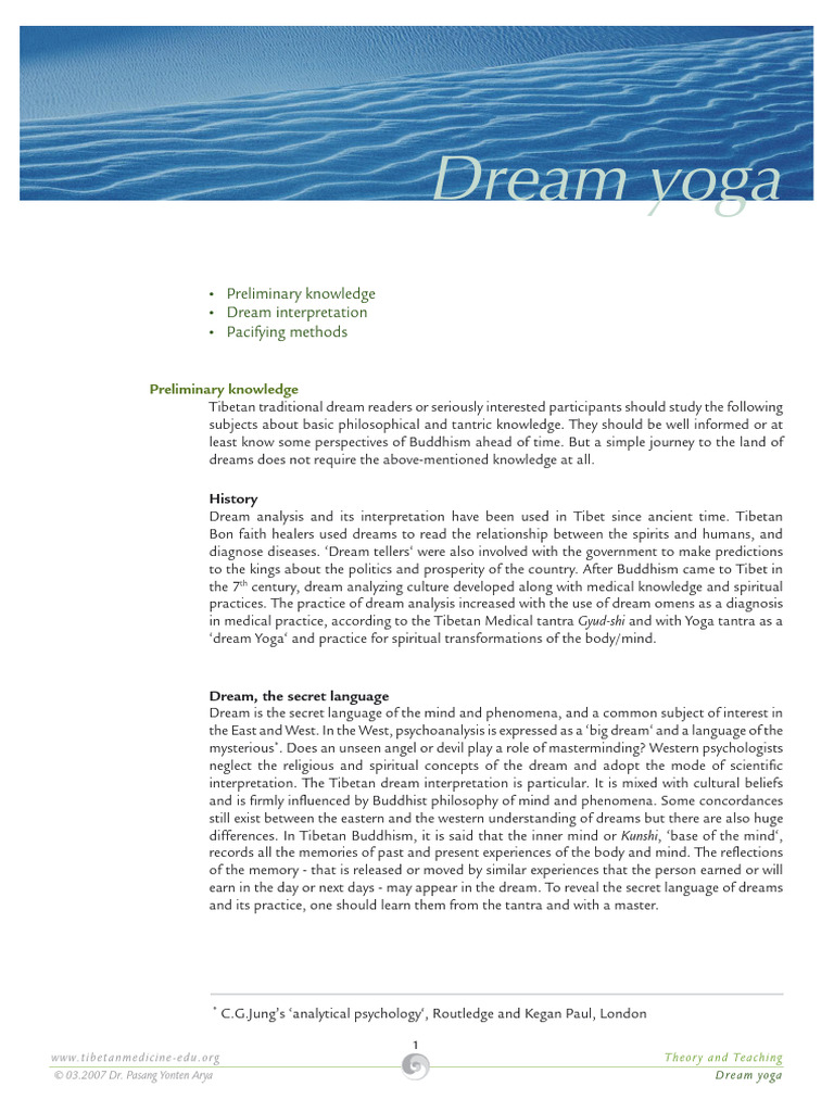 Tibetan Dream Yoga Techniques Guide | PDF | Vajrayana | Tibetan Buddhism