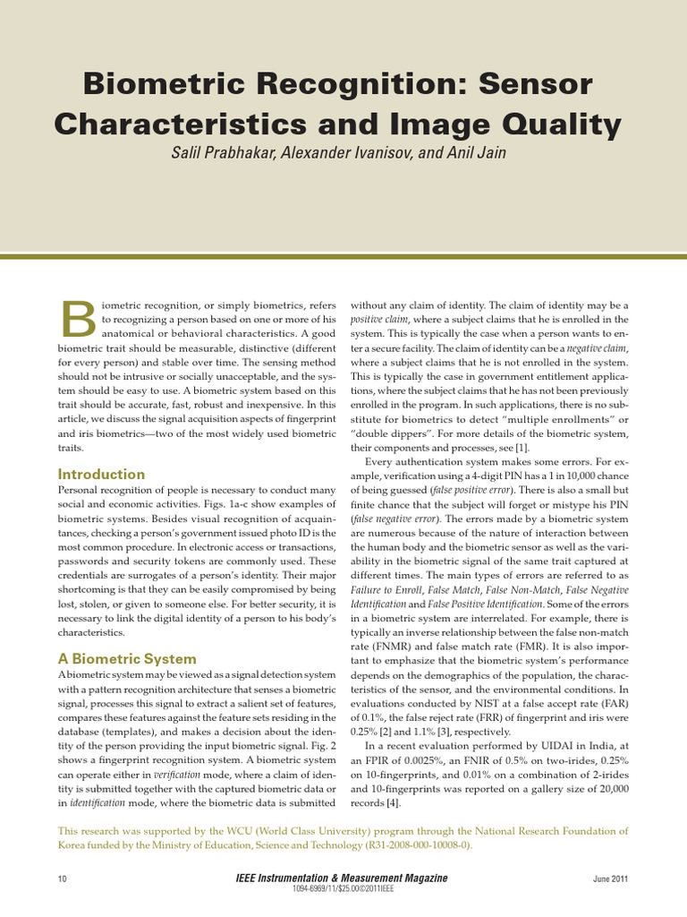 Biometric Recognition Sensor Characteristics and Image 404zvs0co3 | PDF ...