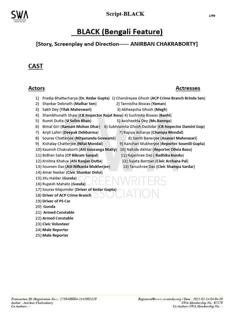 Registered Script of BLACK | PDF