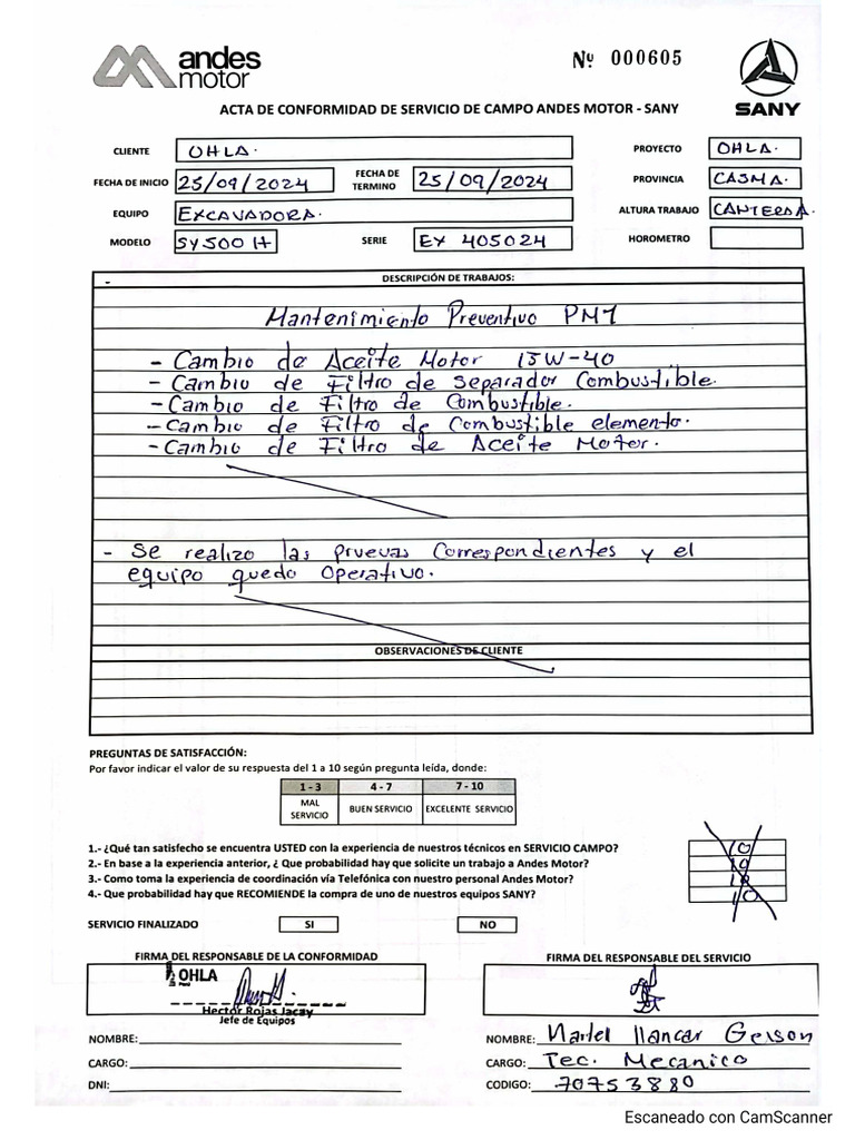 Mantto Preventivo PM1. EX-405024. | PDF