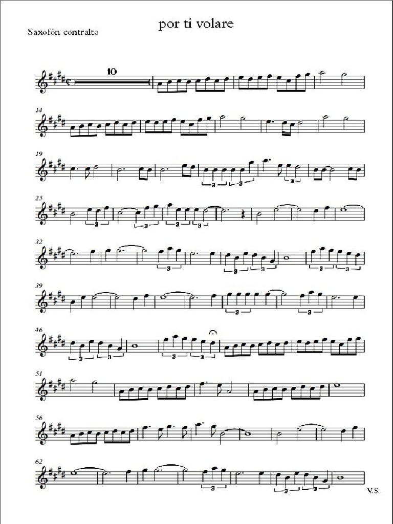 Por Ti Volare Saxo Alto | PDF