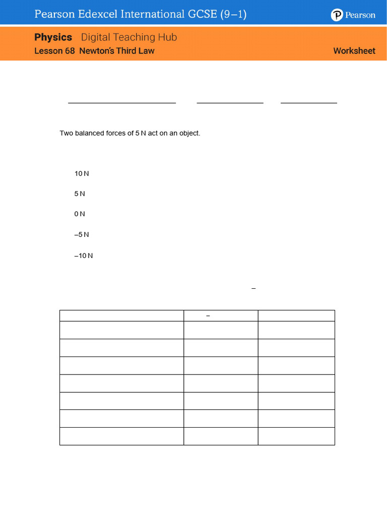 Newton's 3rd Law of Motion-iG_Physics_Lesson68_Worksheet1 | PDF | Force ...