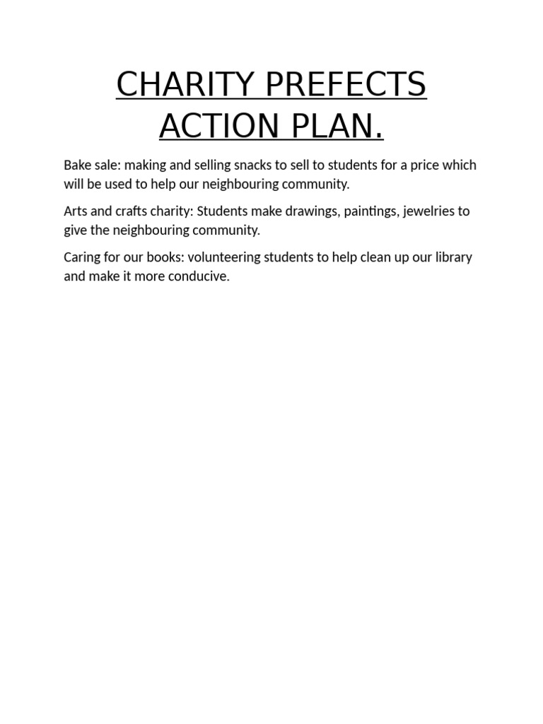 Charity Prefects Action Plan | PDF