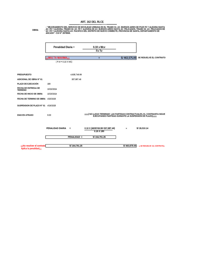 Penalidad Por Atraso La Caleta | PDF