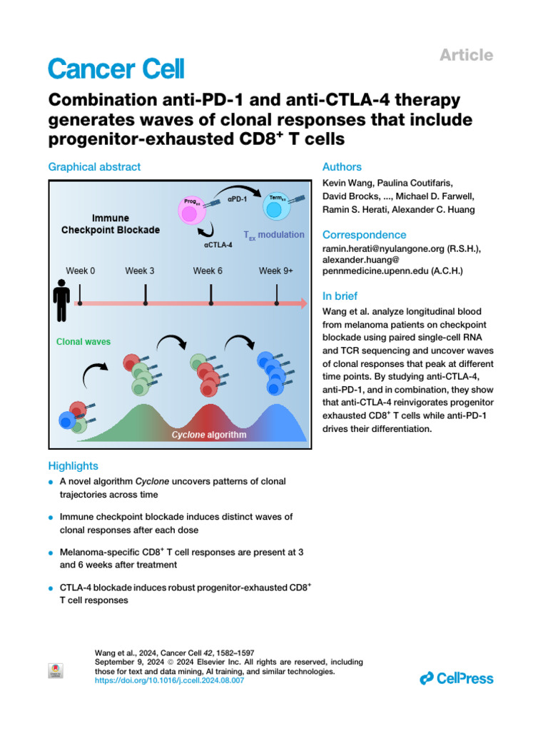 Yes_Combination Anti PD 1 and Anti CTLA 4 Therapy | PDF | T Cell | Immunotherapy
