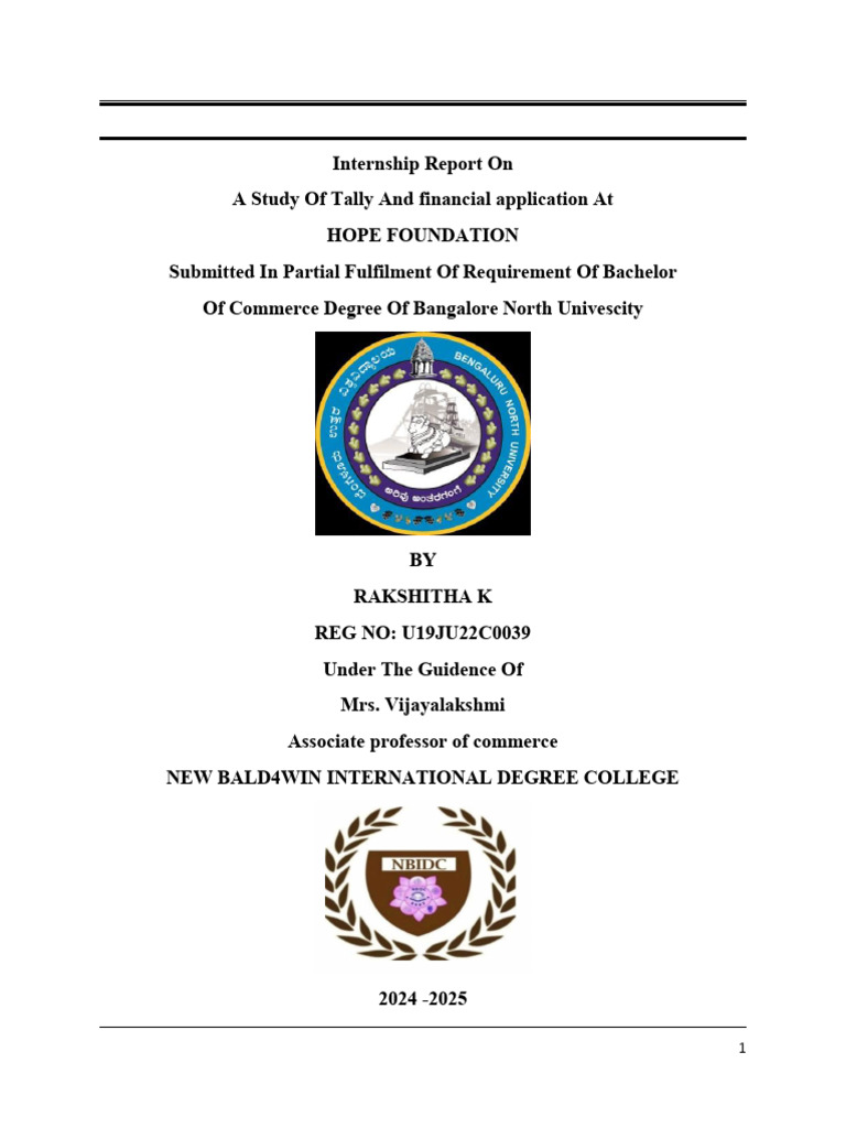 Rakshitha K Internship Report - 01.docx 001 | PDF | Taxes | Voucher