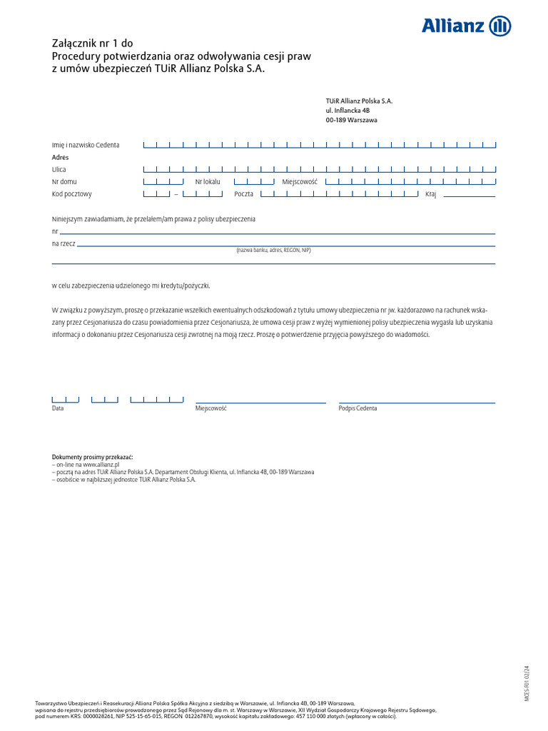 Cesja Oswiadczenie | PDF