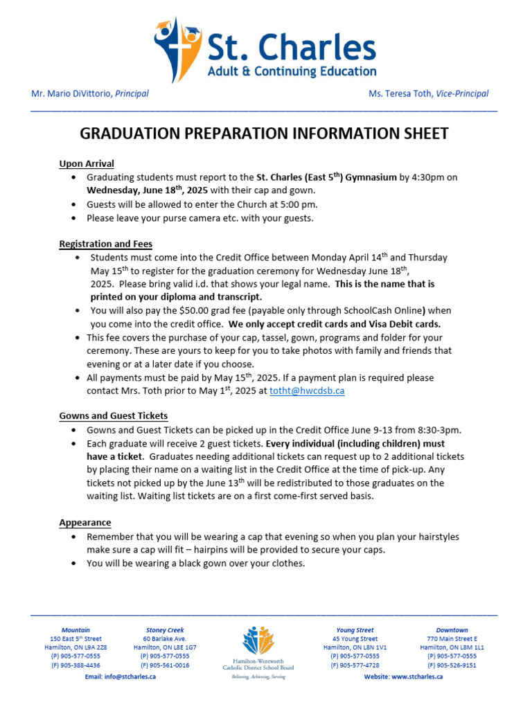 Grad Preparation Sheet 2025 | PDF | Payments