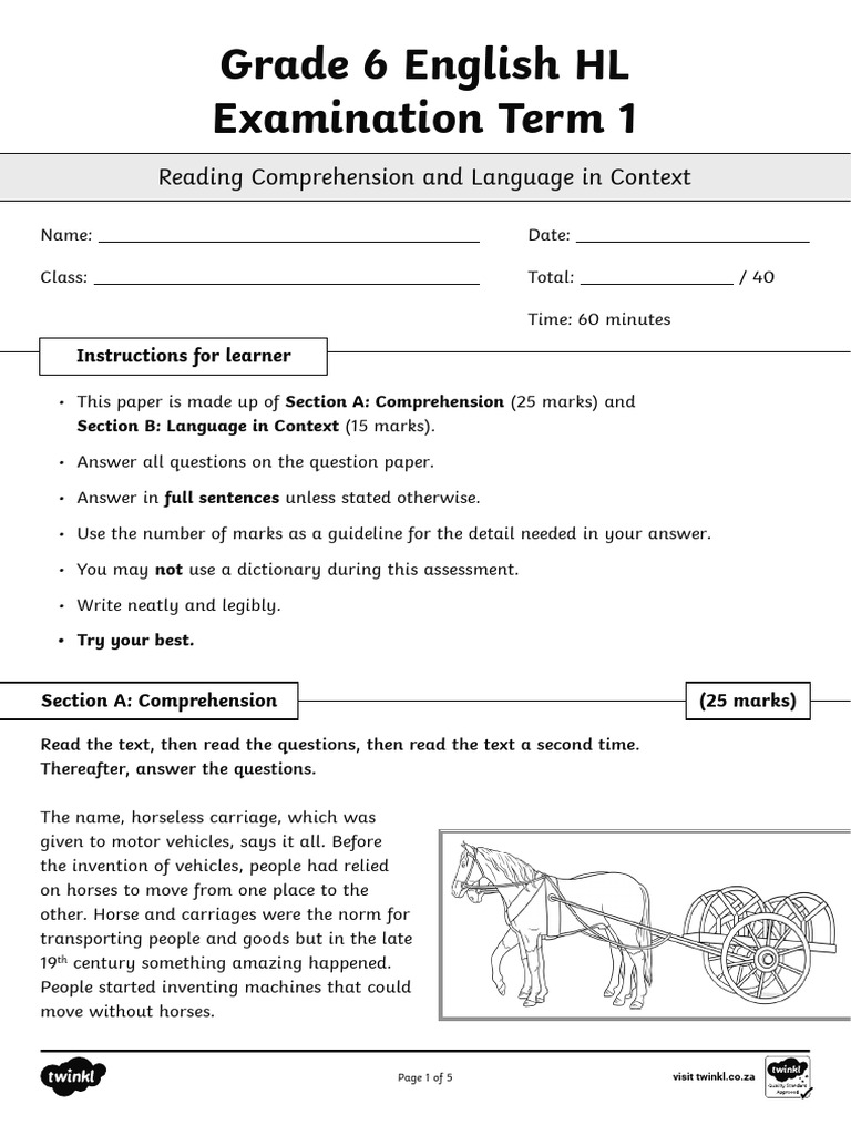 Za HL 1716886383 Grade 6 English Home Language Assessment Term 1 Ver 2 ...