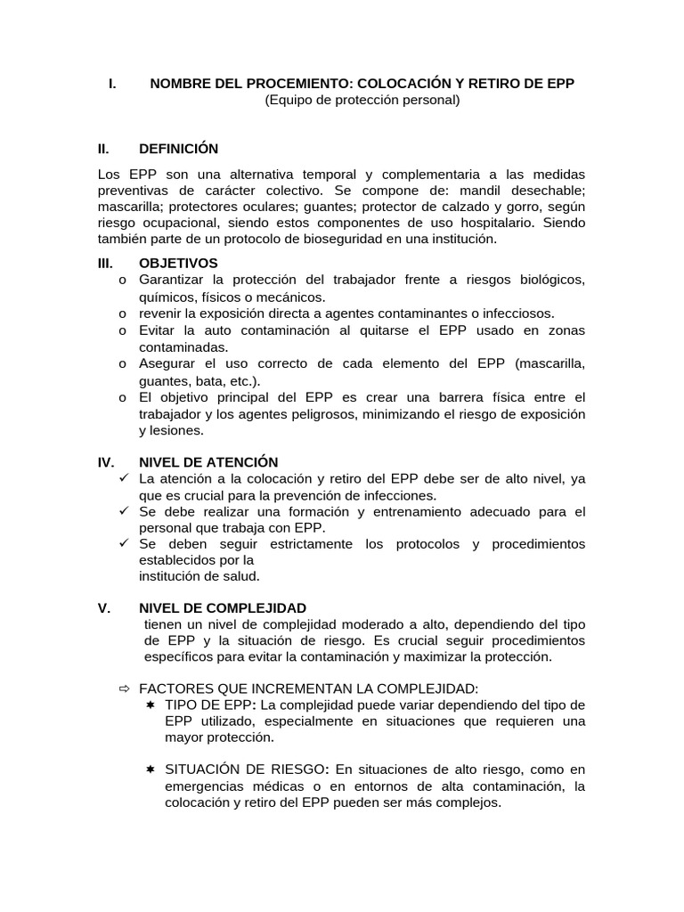 Colocación y Retiro de Epp | PDF | Lavado de manos | Contaminación