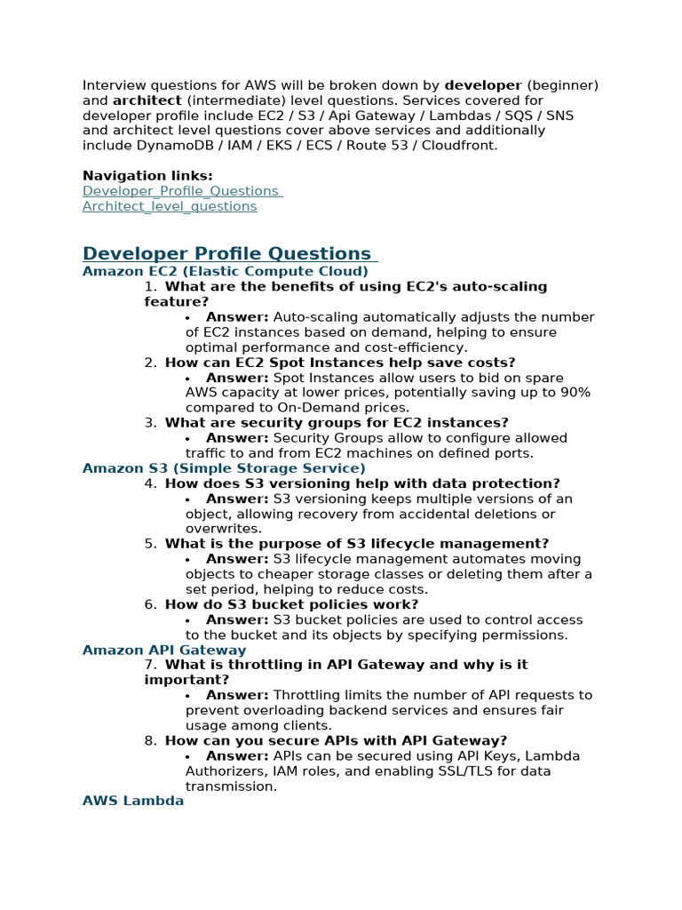 Interview Questions For AWS | PDF | Amazon Web Services | Computer Engineering