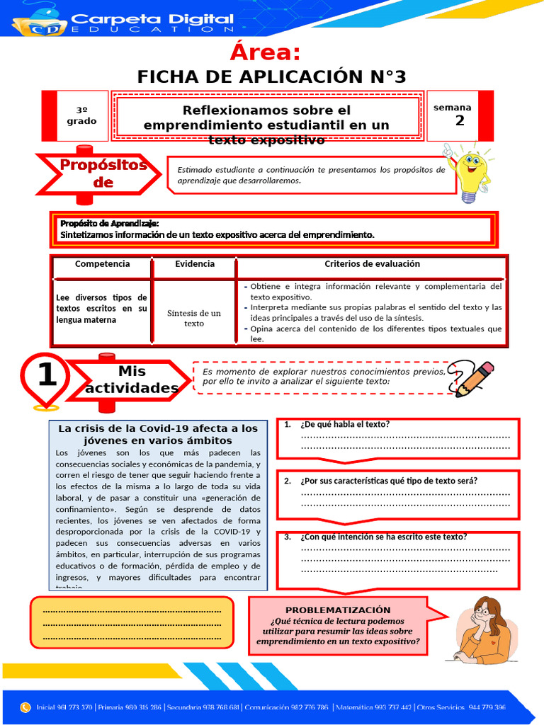 3° FICHA DE APLICACIÓN-SESIÓN3-SEM.2-EXP.5-COMUNICACIÓN | PDF | Iniciativa empresarial | Cáncer ...