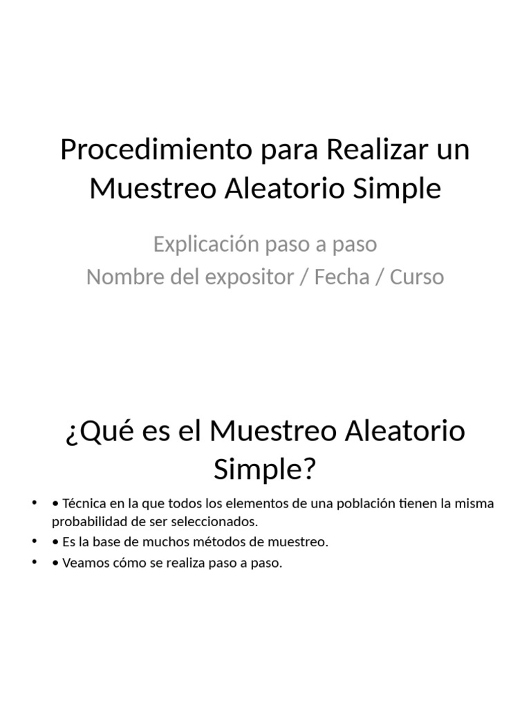 Muestreo Aleatorio Simple | PDF