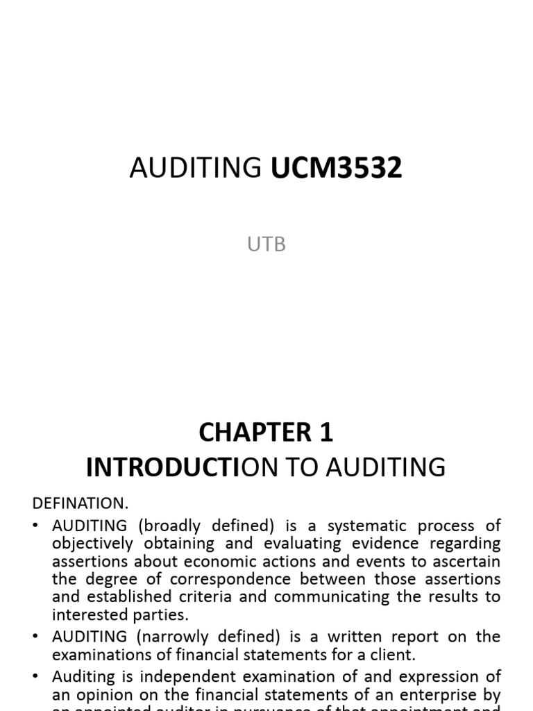 Utb Vedaste Part 1 Auditing | PDF | Audit | Internal Control