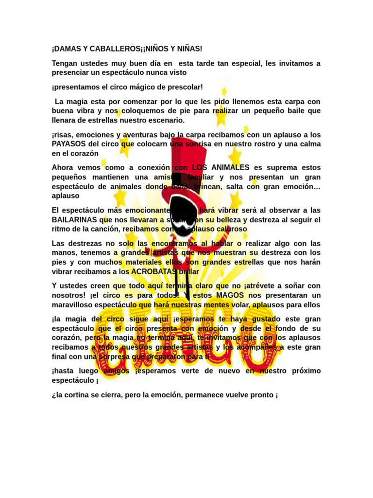 Circo Mágico: Espectáculo Infantil | PDF