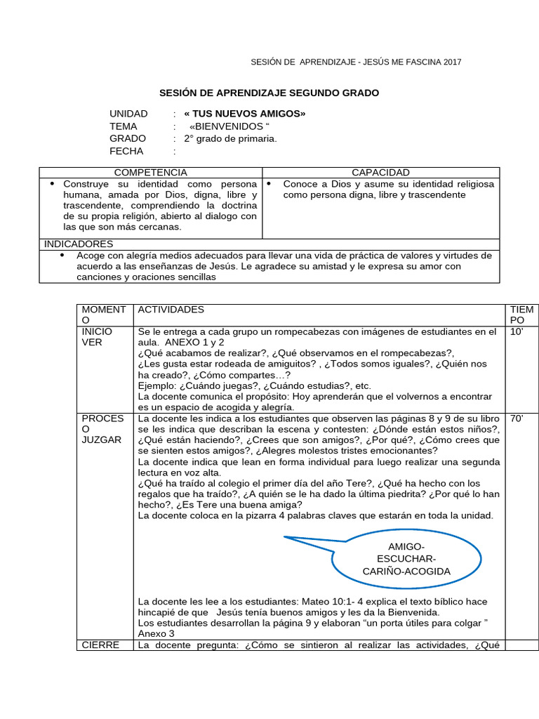 Sesión de Aprendizaje Segundo Grado | PDF | Aprendizaje