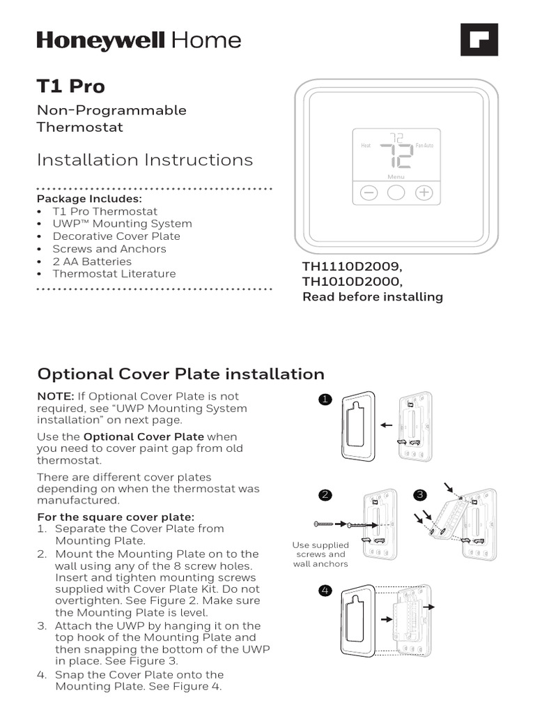 TH1110D2009 Install Manual | PDF | Temperature | Electric Power