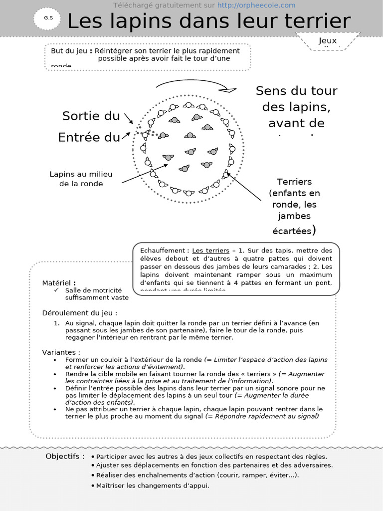 Jeu des lapins dans leur terrier | PDF