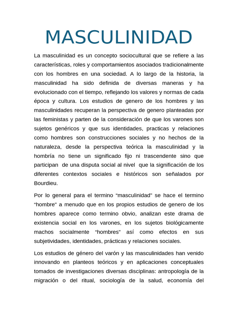 Masculinidad | PDF | Masculinidad | Género