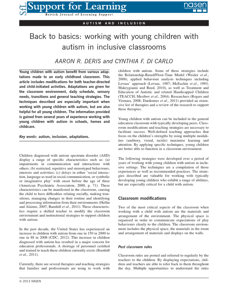 P - Working With Young Children With Autism in Inclusieve Classrooms ...